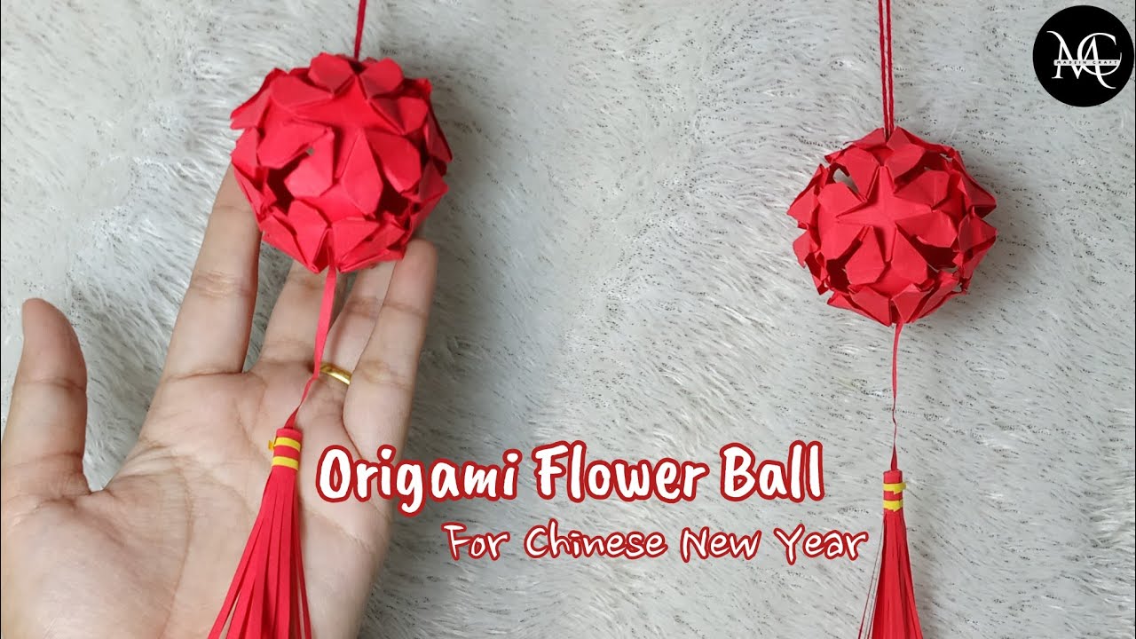 Origami flower ball / How to make paper flower ball for Chinese New ...