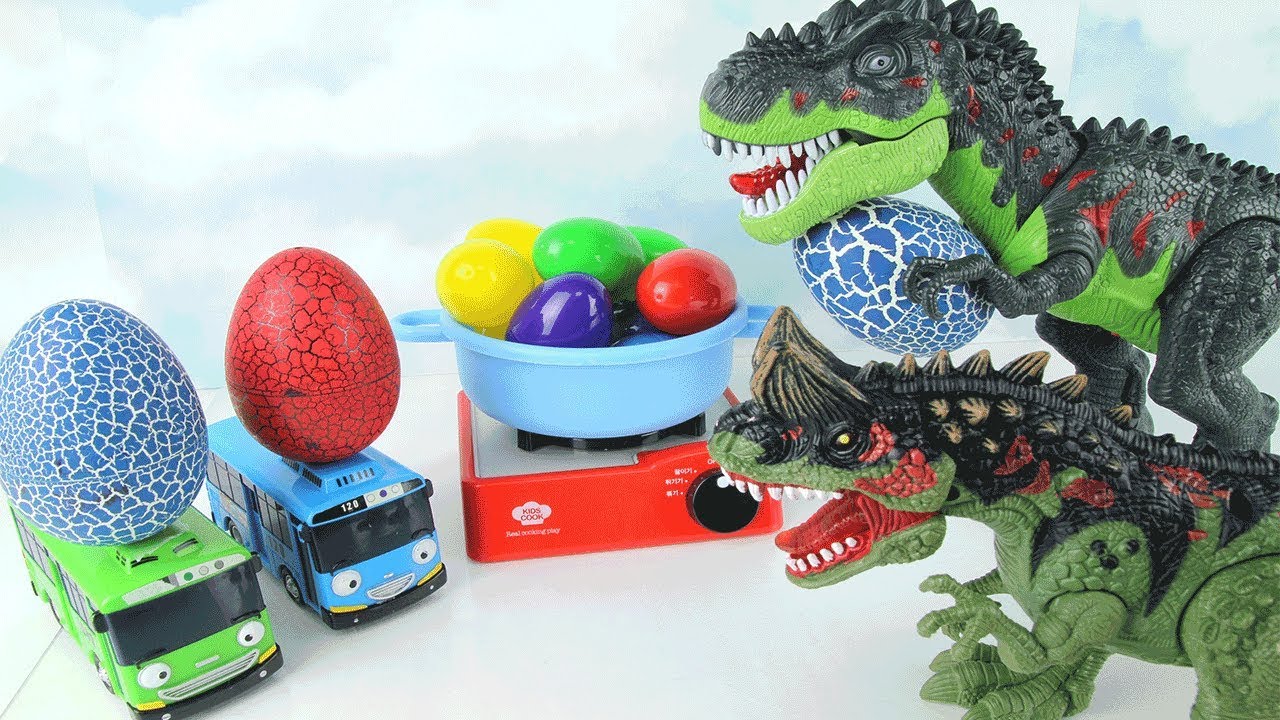 Tayo Stole the Real Dinosaur Eggs. T Rex, Brachiosaurus Angry~ Fun Dino ...