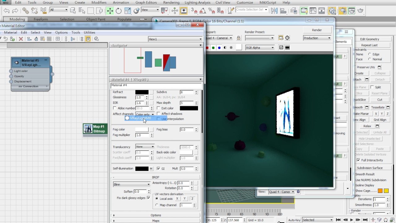 3ds Max 2015 教學課程 0196 VRayLightMtl (VRay燈光材質) - YouTube