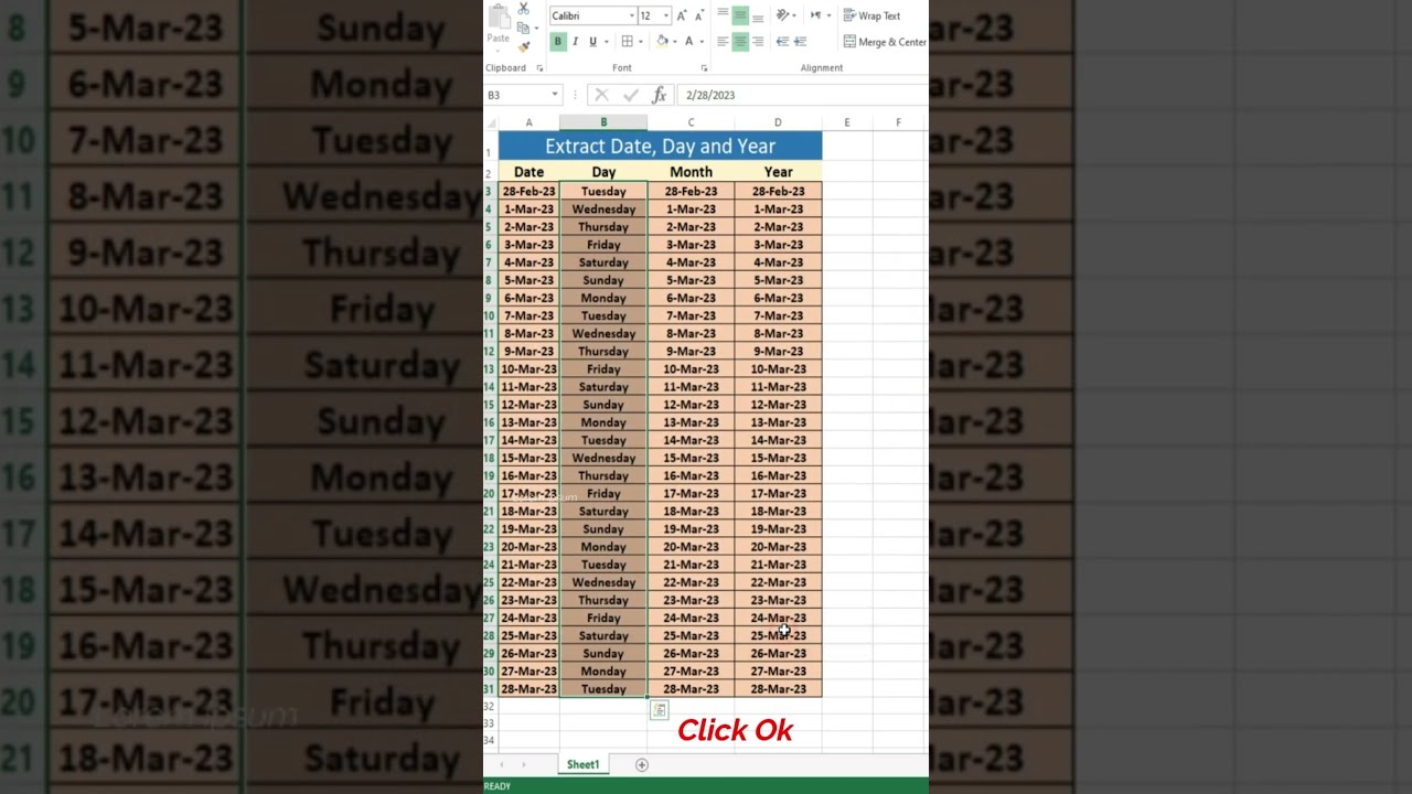 Excel Extract Date Day Month Year Technical Ustad YouTube Excel Extract Date Day Month Year Technical Ustad YouTube