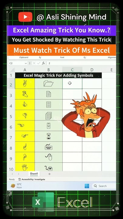 Excel Mind Blowing Trick😍 How to Create Symbols in Excel💥👨‍💻🤯 #shorts #excel #shortvideo # ...