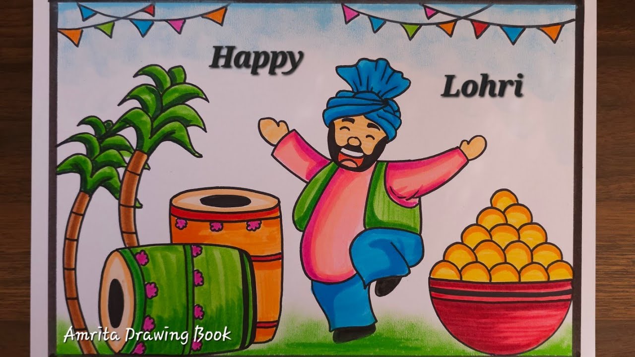 Lohri Festival Drawing | Lohri Drawing easy | Happy Lohri Drawing | How ...