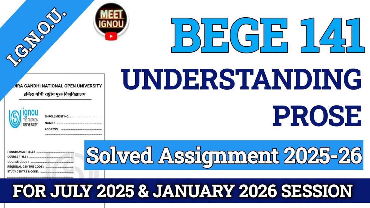 Bege 141 solved assignment 2025-26 // Understanding Prose // #bege141 ...