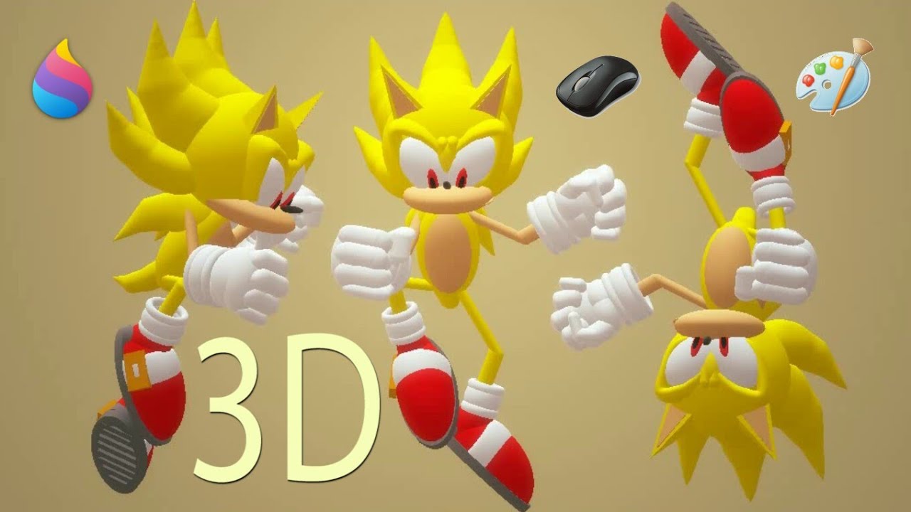 Super Sonic The HedgeHog From 2D to 3D | MS Paint + Paint 3D + Mouse ...