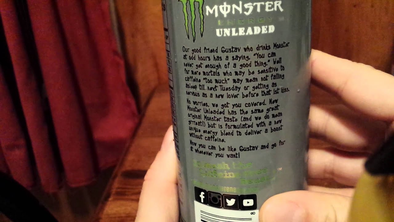 Review of Monster Energy Unleaded drink - YouTube