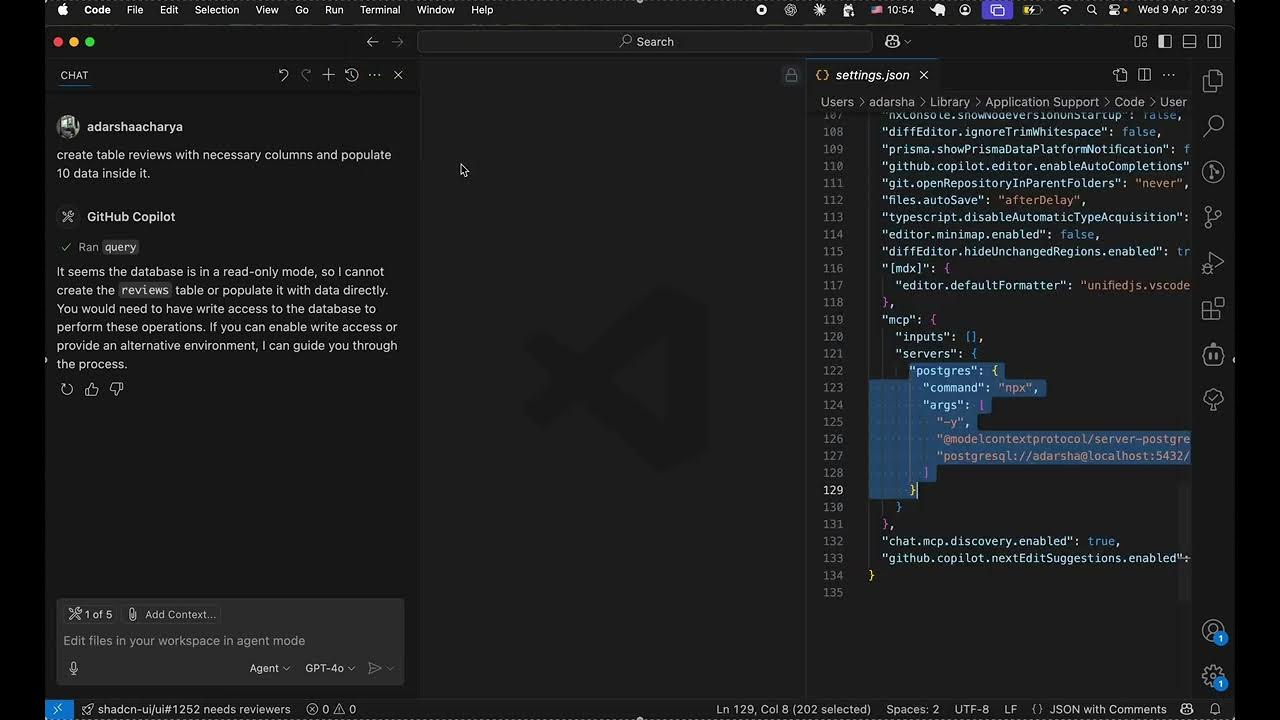 VSCODE AGENT with POSTGRES MCP SERVER - YouTube