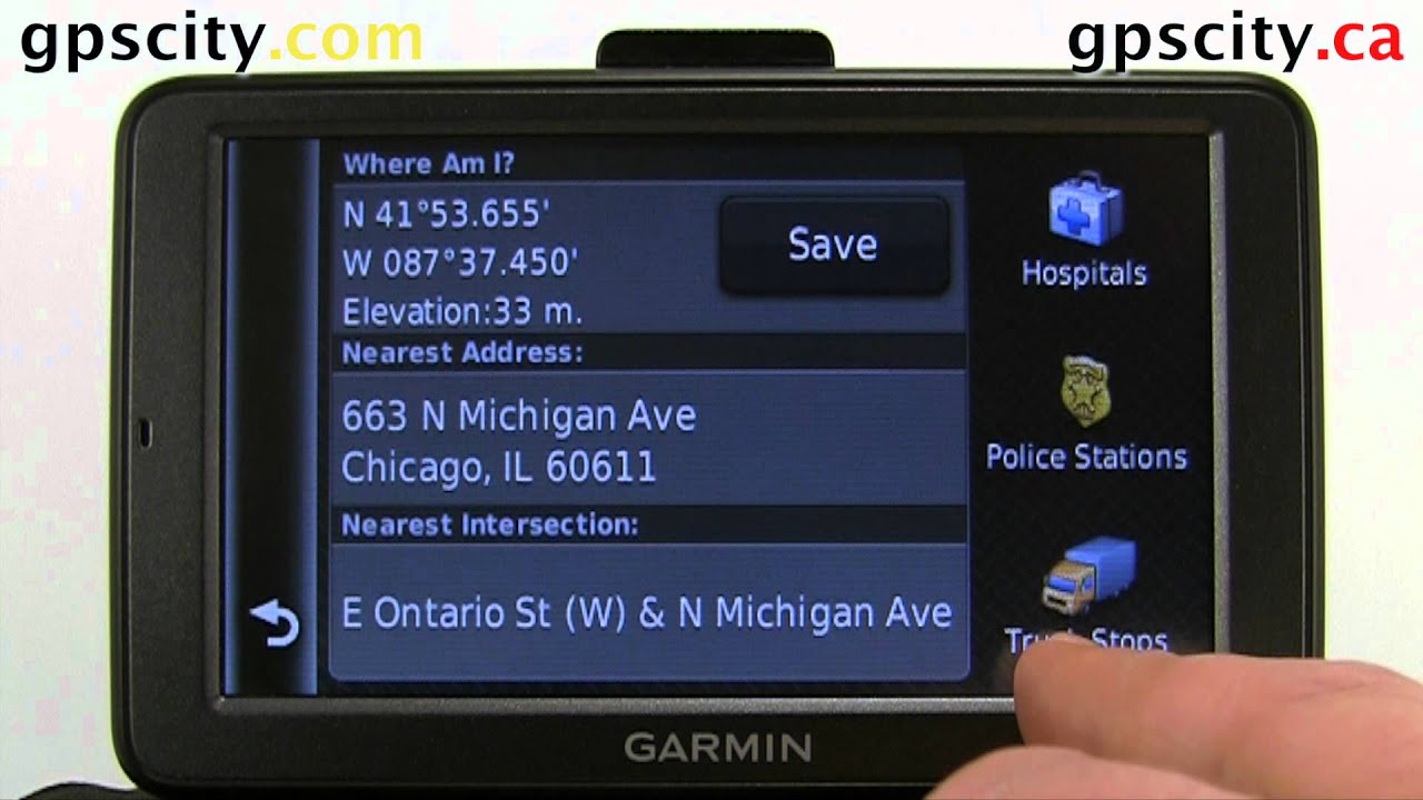 Using Where Am I on the Garmin Dezl 560 - YouTube