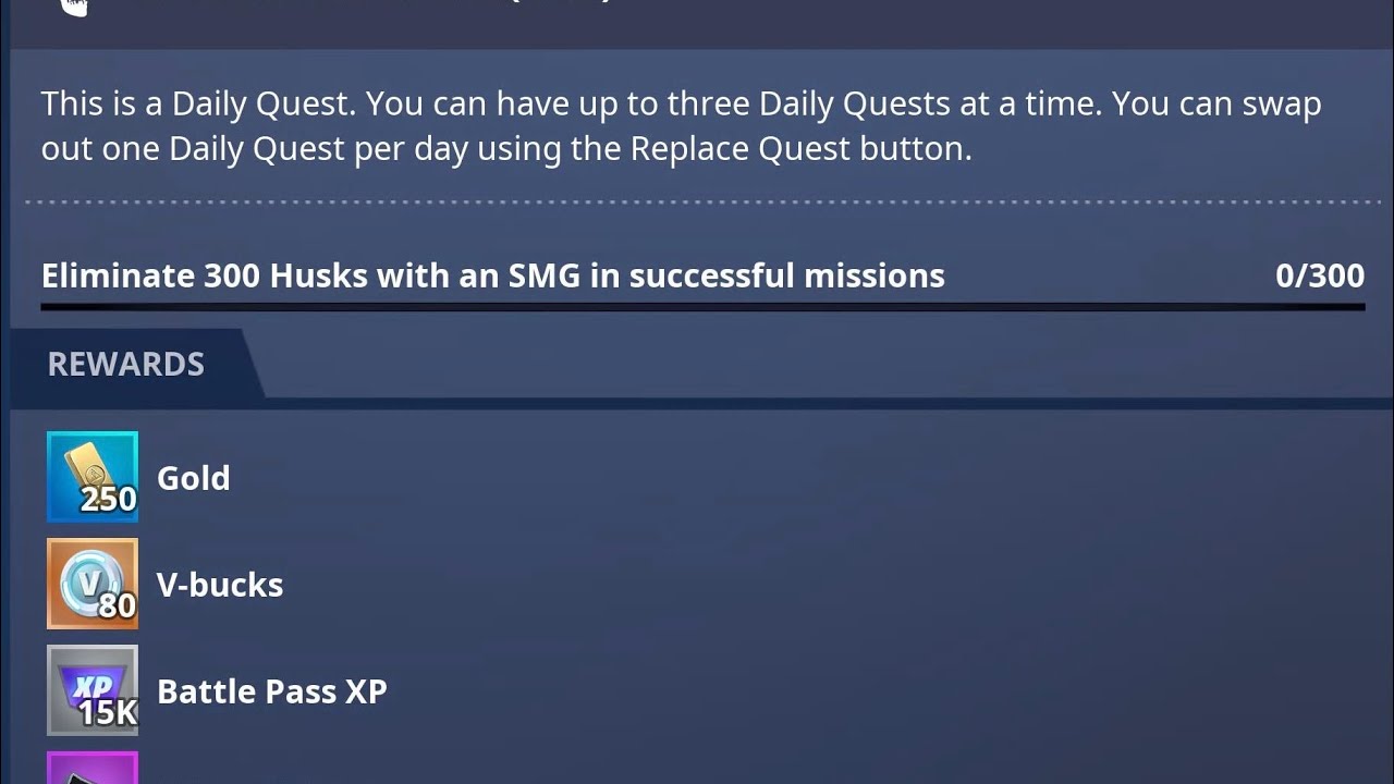 Fortnite Save The World, Daily Quest, Eliminate 300 Husks With An SMG ...