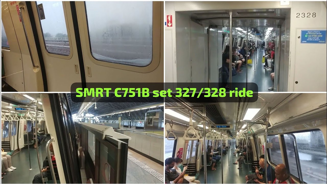 (Before new chime) SMRT C751B 327/328 ride on the Tuas West Extension ...