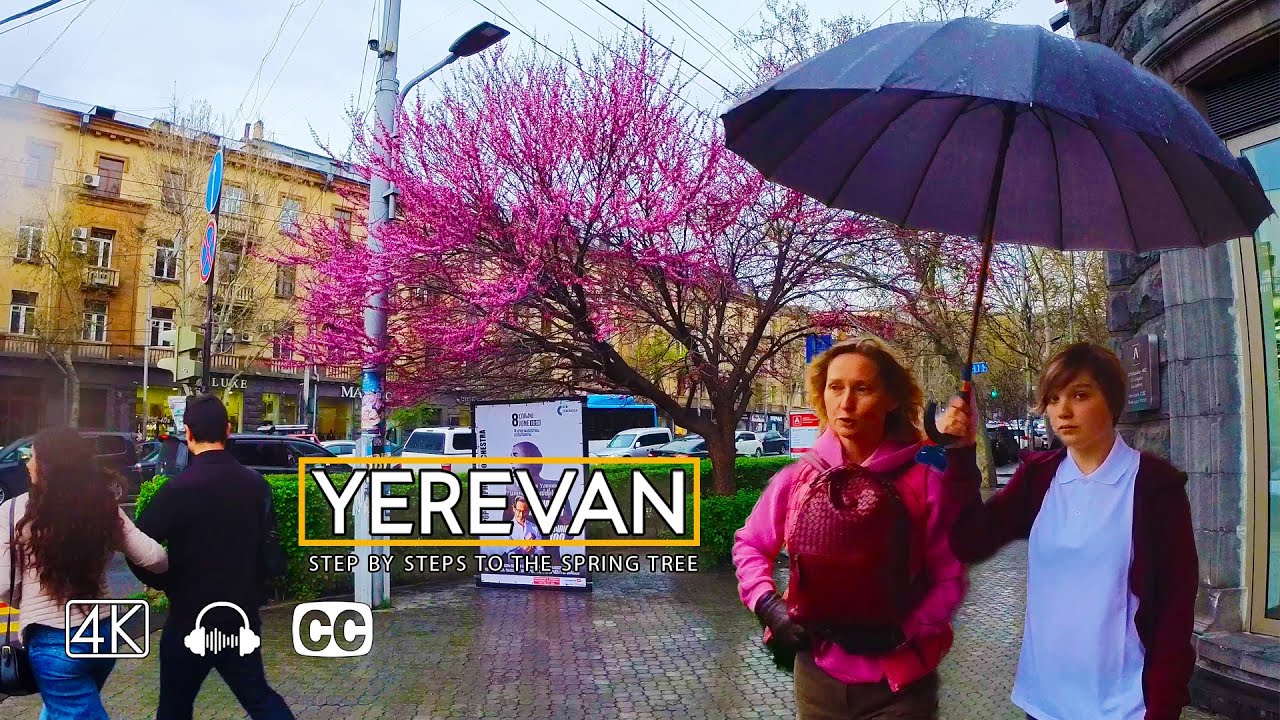 Walking Tour Yerevan Rainy Day, Armenia, Step by steps to the Spring ...