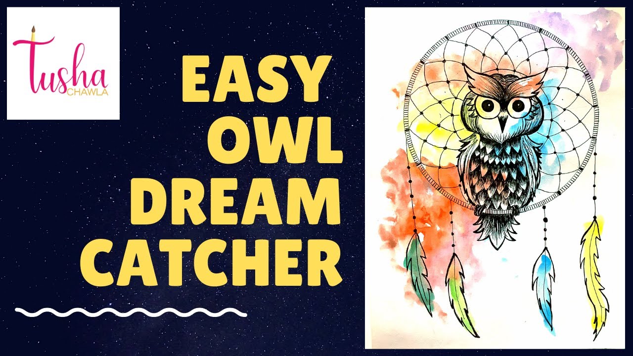 Owl Dream Catcher | Step by Step Owl Sketching | Easy Dream Catcher ...