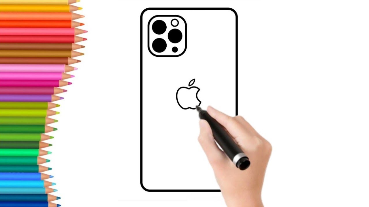 How to draw Apple iPhone | drawing and colouring for kids and toldders ...