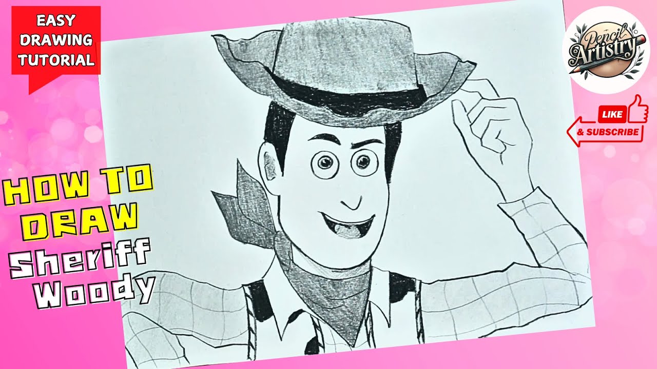 Pencil drawing Sheriff Woody for Beginners | Easy Pencil Sketch ...