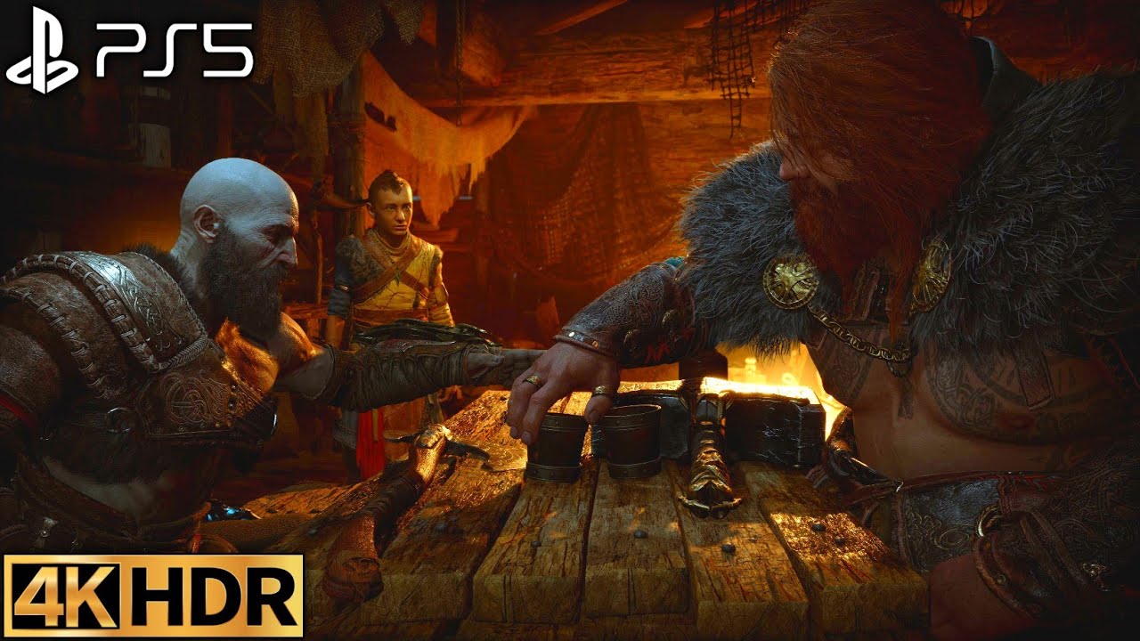 PS5 GOD OF WAR RAGNARÖK Kratos Meets Thor Scene 4K HDR | PS5 GOW ...