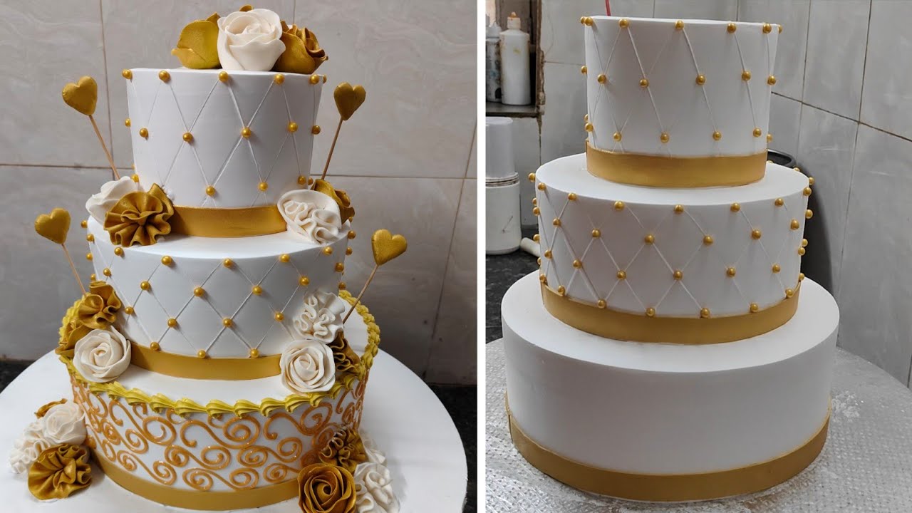 50th Anniversary Three Step Cake Design|Golden Jubilee Celebration ...