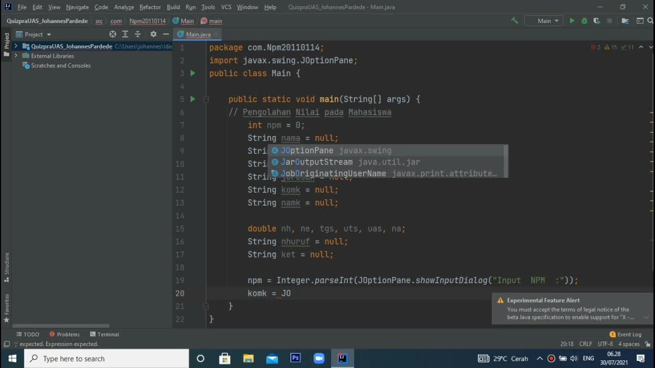 Penggunaan JOptionPane || program Java - YouTube