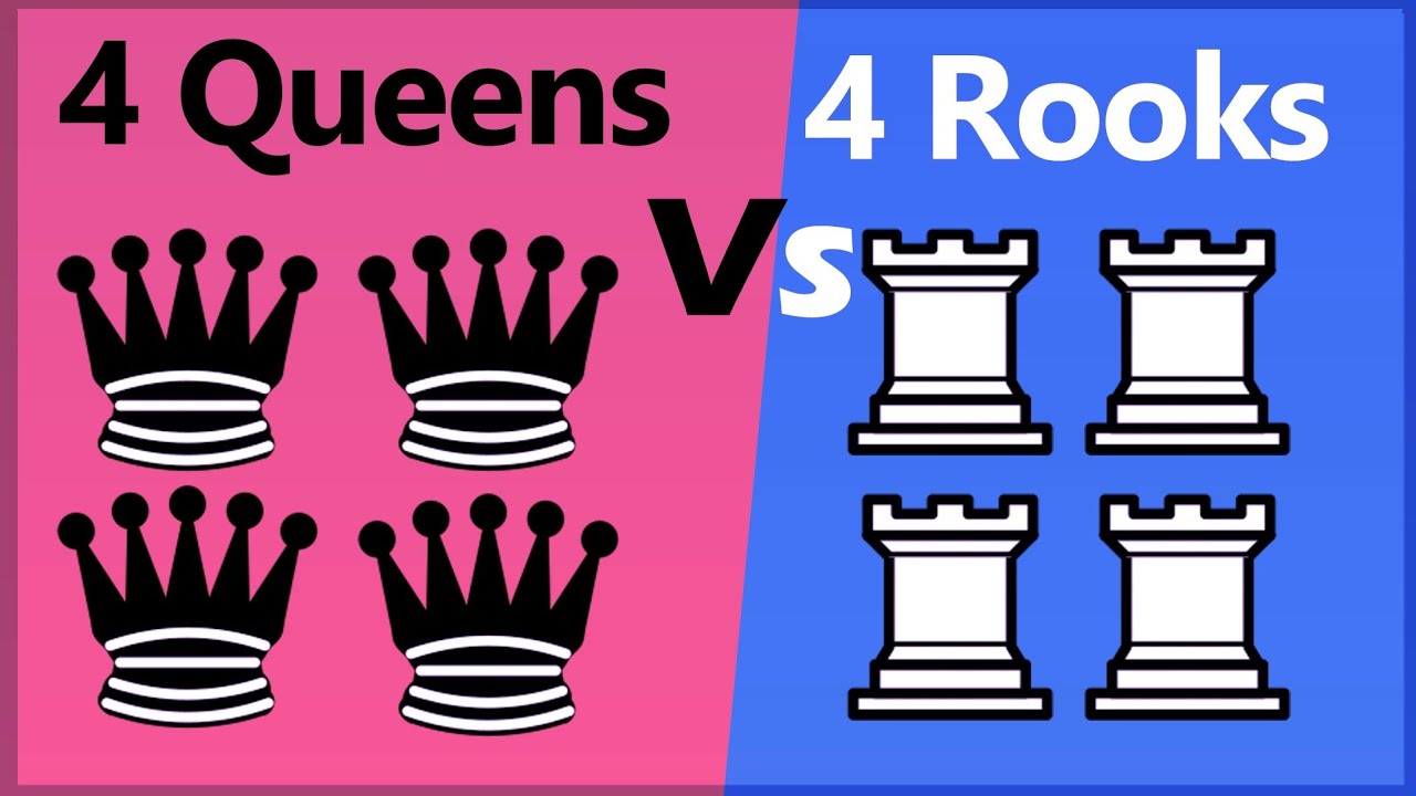 Chess : 4 Queens vs 4 Rooks - YouTube