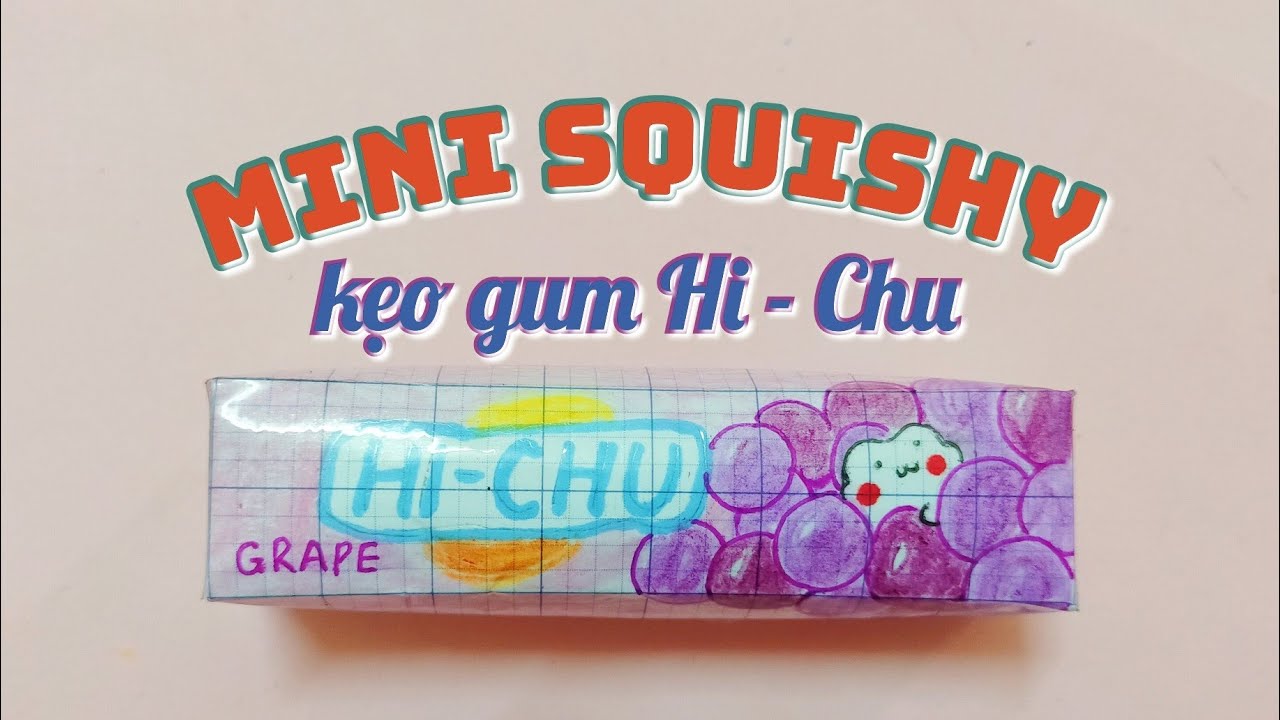 DIY | Mini Squishy | Làm Squishy KẸO GUM HI - CHU mini từ giấy ô ly đơn ...