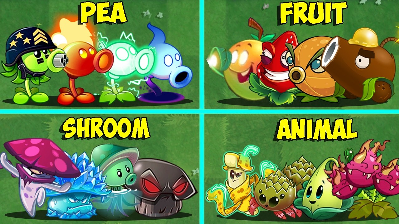 4 Team PEA x SHROOM x ANIMAL x FRUIT Battlez - Who Will Win? - Pvz 2 ...