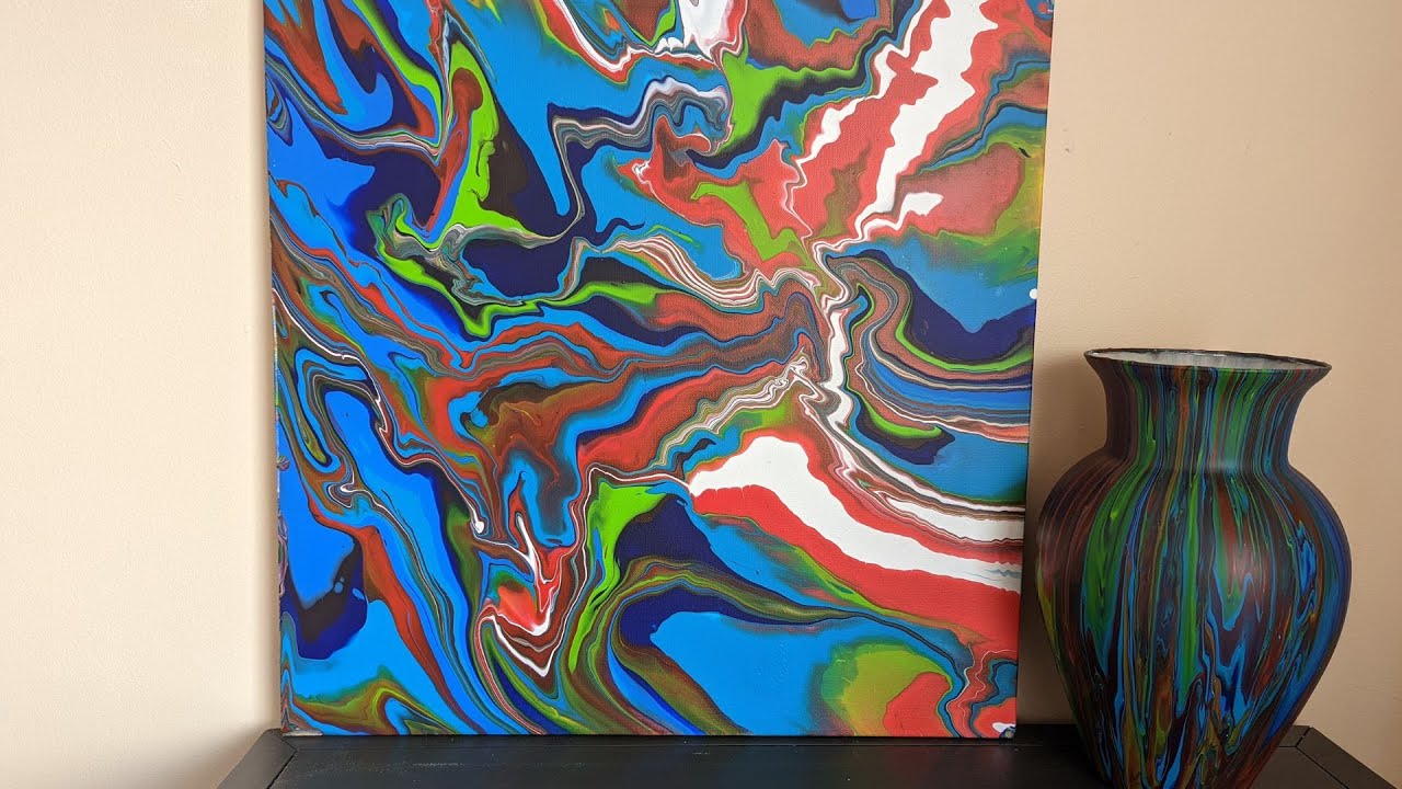 PAINTING WITH A MARBLE, PLUS A MATCHING VASE! Fluid Art | Acrylic ...