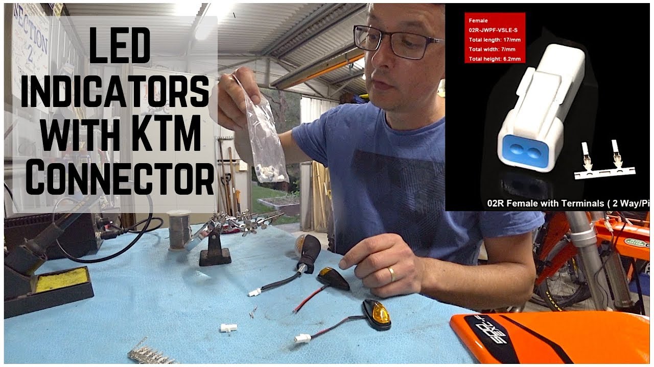 LED indicators on KTM 500 EXC-F using correct KTM connectors - YouTube
