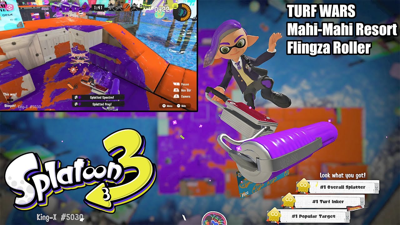 Splatoon 3 - TURF WARS: Mahi-Mahi Resort - Flingza Roller - YouTube