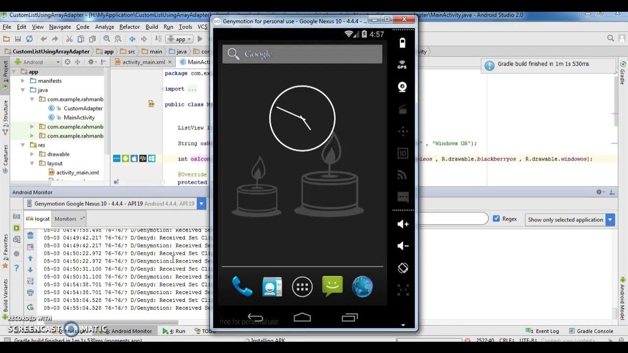 Android Custom ListView Example Using ArrayAdapter - YouTube