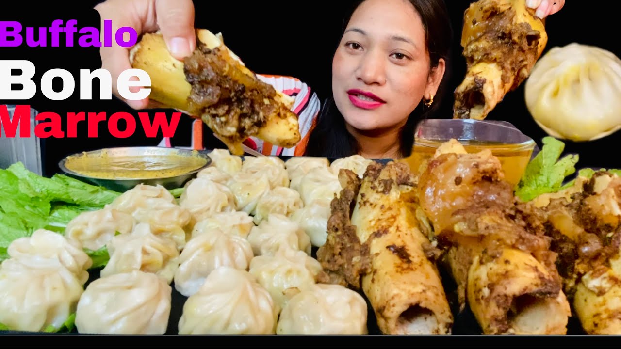 Eating Buffalo Bone Marrow & Juicy Buff MOMO Mukbang, Eating Show - YouTube