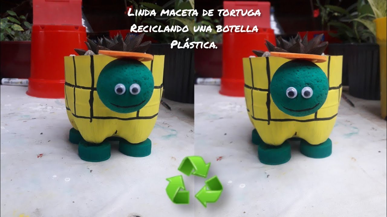 Preciosa y original idea de hacer una maceta en forma de tortuga ...