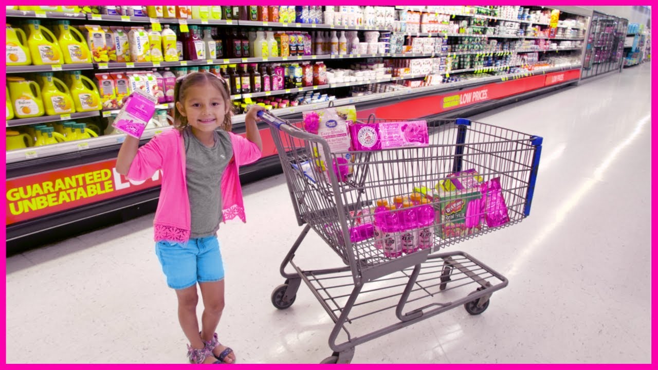 Shopping for only PINK food! - YouTube