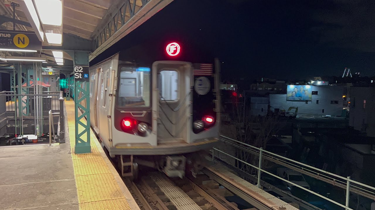 R160B Siemens F Train Arriving And Leaving 62nd Street On West End Line ...