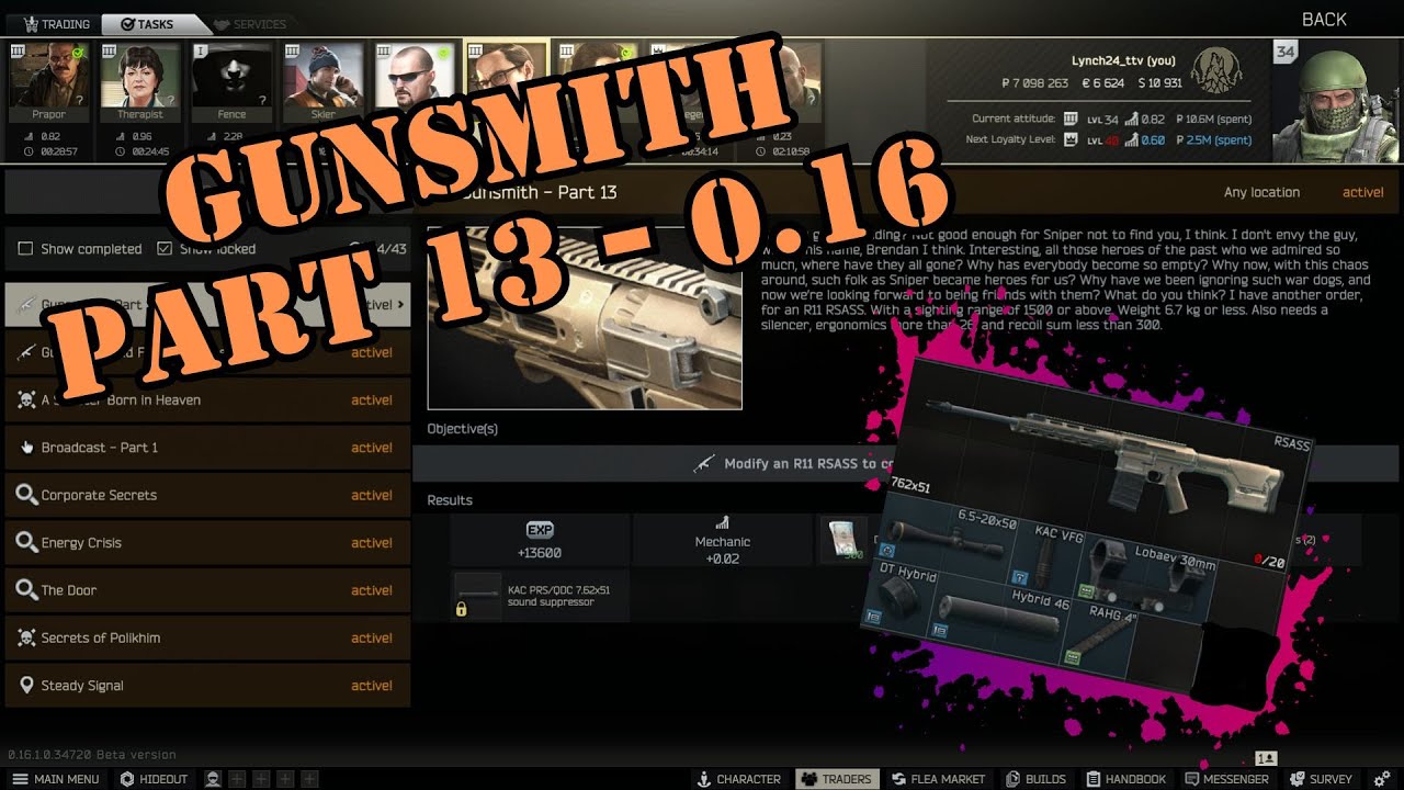 Gunsmith Part 13 - Patch 0.16 Guide | Escape from Tarkov - YouTube