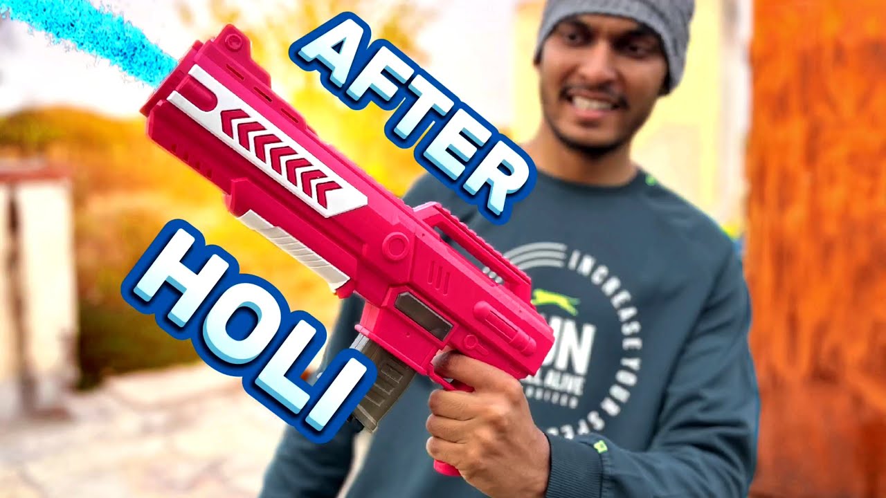 After Holi | using electric water gun | unboxing electric water gun ...