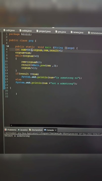 Java program to find Armstrong number...#java #armstrongnumber - YouTube