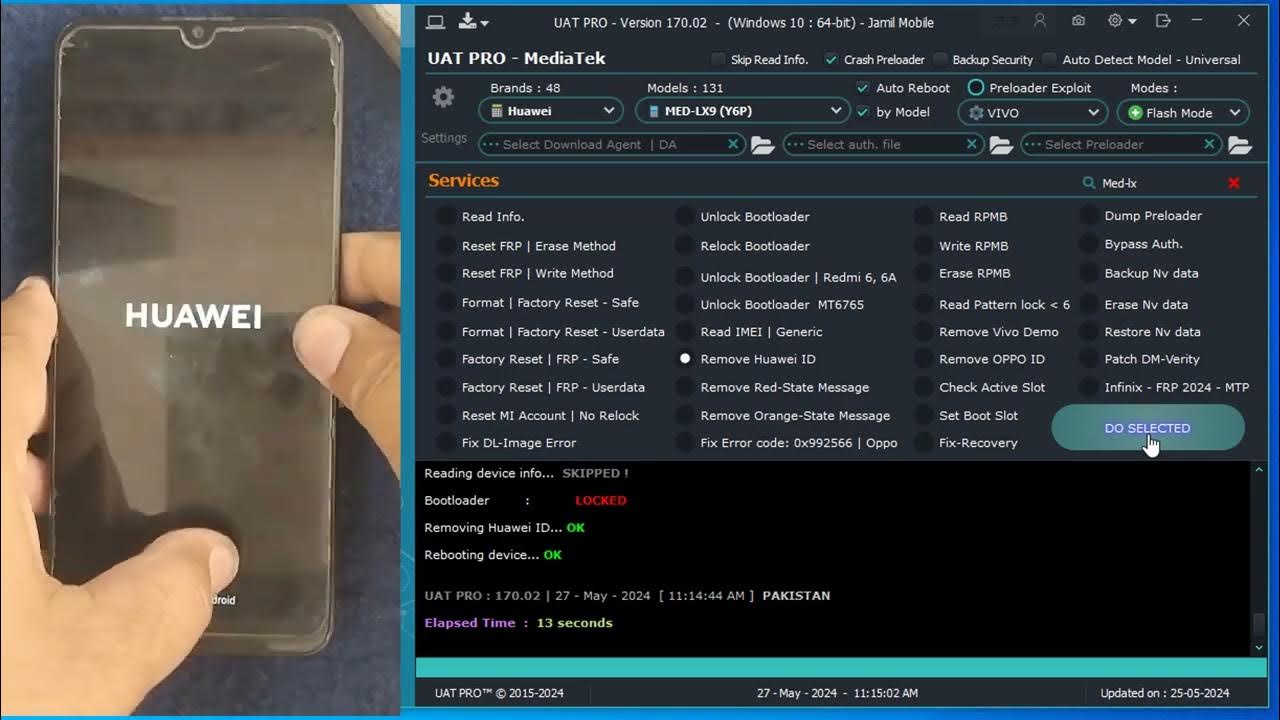 Tutorial Huawei MTK Remove Huawei ID By UAT PRO - YouTube
