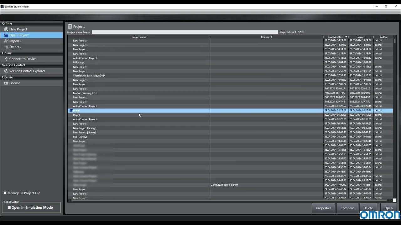 SYSMAC STUDIO - E02 - Open Project, Import , Export , Compare - YouTube