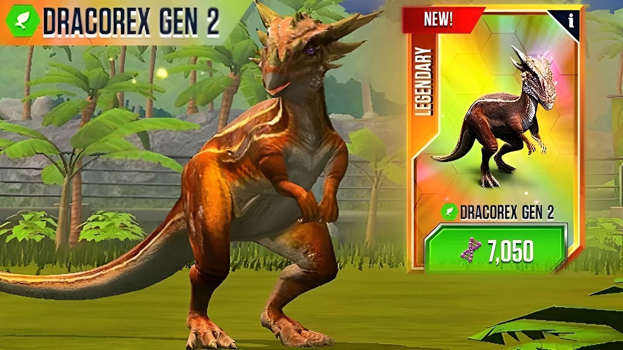NEW DRACOREX GEN 2 UNLOCKED MAX X3 LEVEL 40 | JURASSIC WORLD THE GAME - YouTube