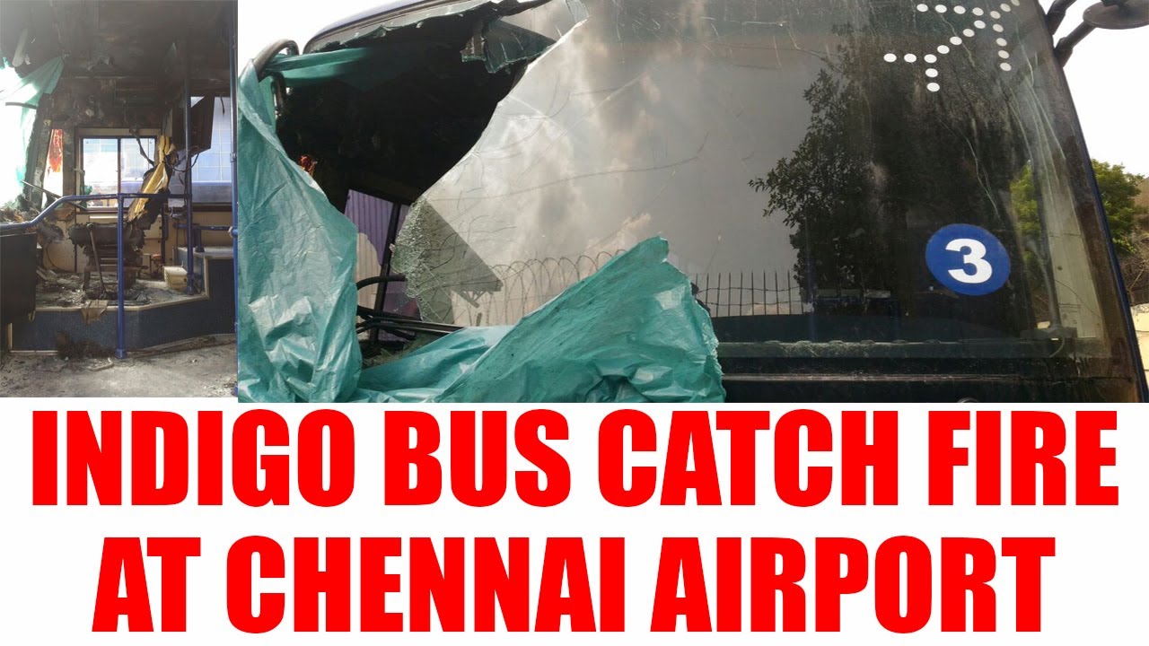 IndiGo passenger bus catches fire at Chennai airport, Watch Video ...