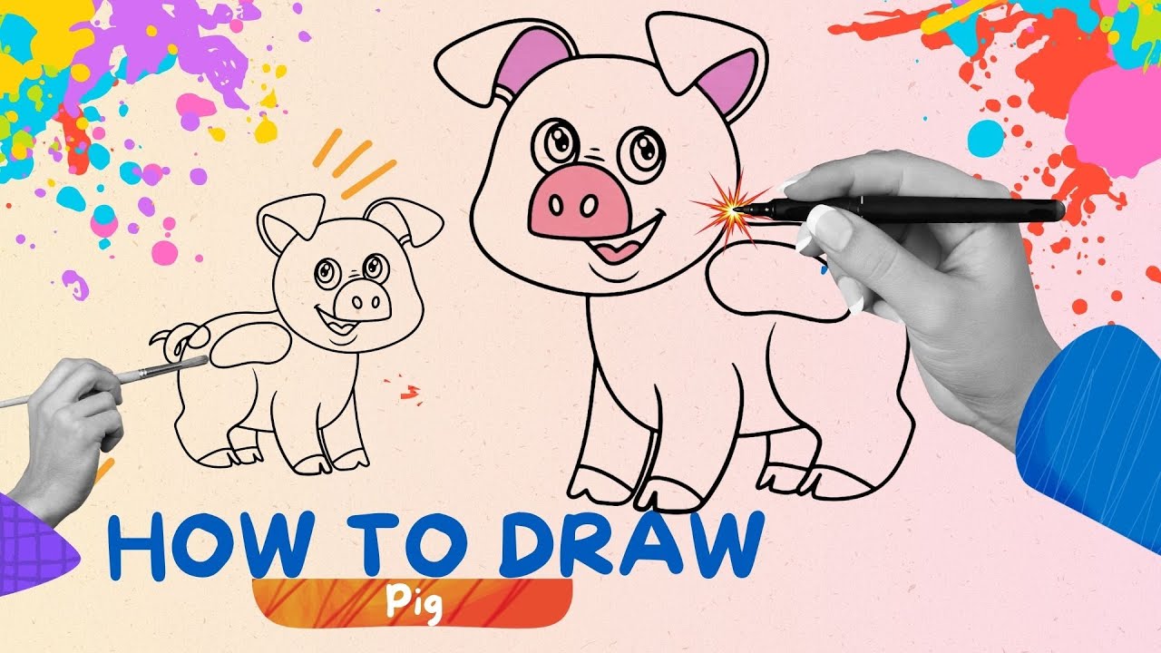 Drawing and Coloring Cute Baby Pig | How to Draw Pig | Learning Video ...
