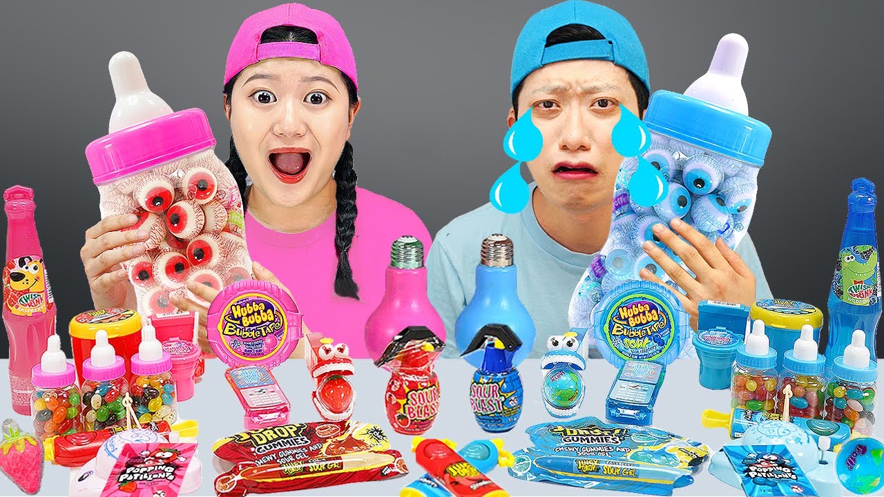 ASMR MUKBANG Color Food Challenge 핑크 블루 푸드 챌린지 Blue vs Pink dessert by ...
