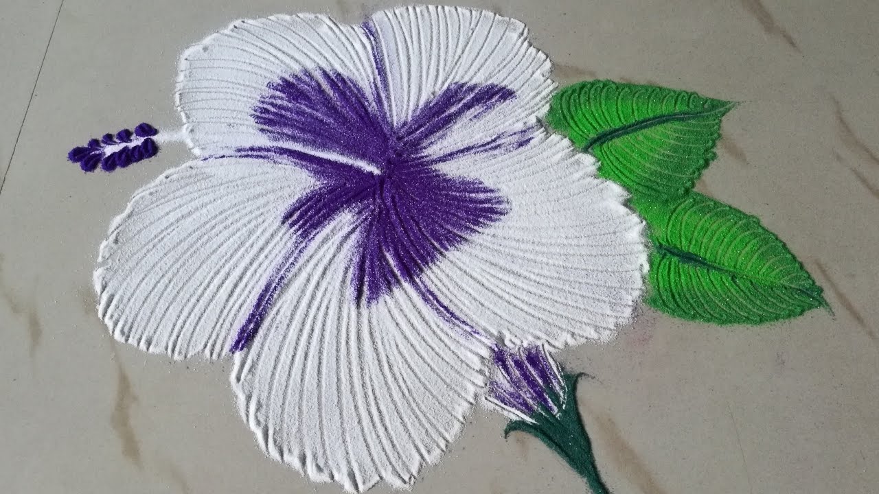 इतनी easy Hibiscus rangoli design जो आप भी बना लेंगे || Masik ...