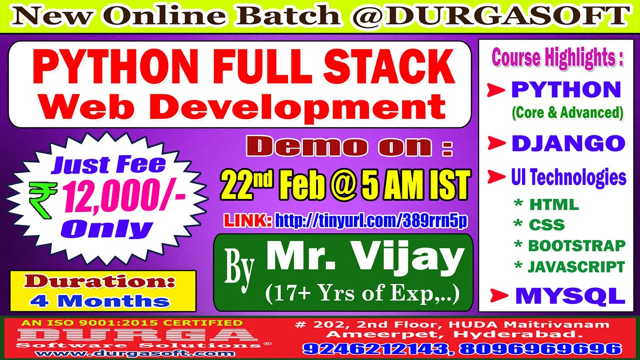 PYTHON FULL STACK Web Development Online Training @ DURGASOFT - YouTube