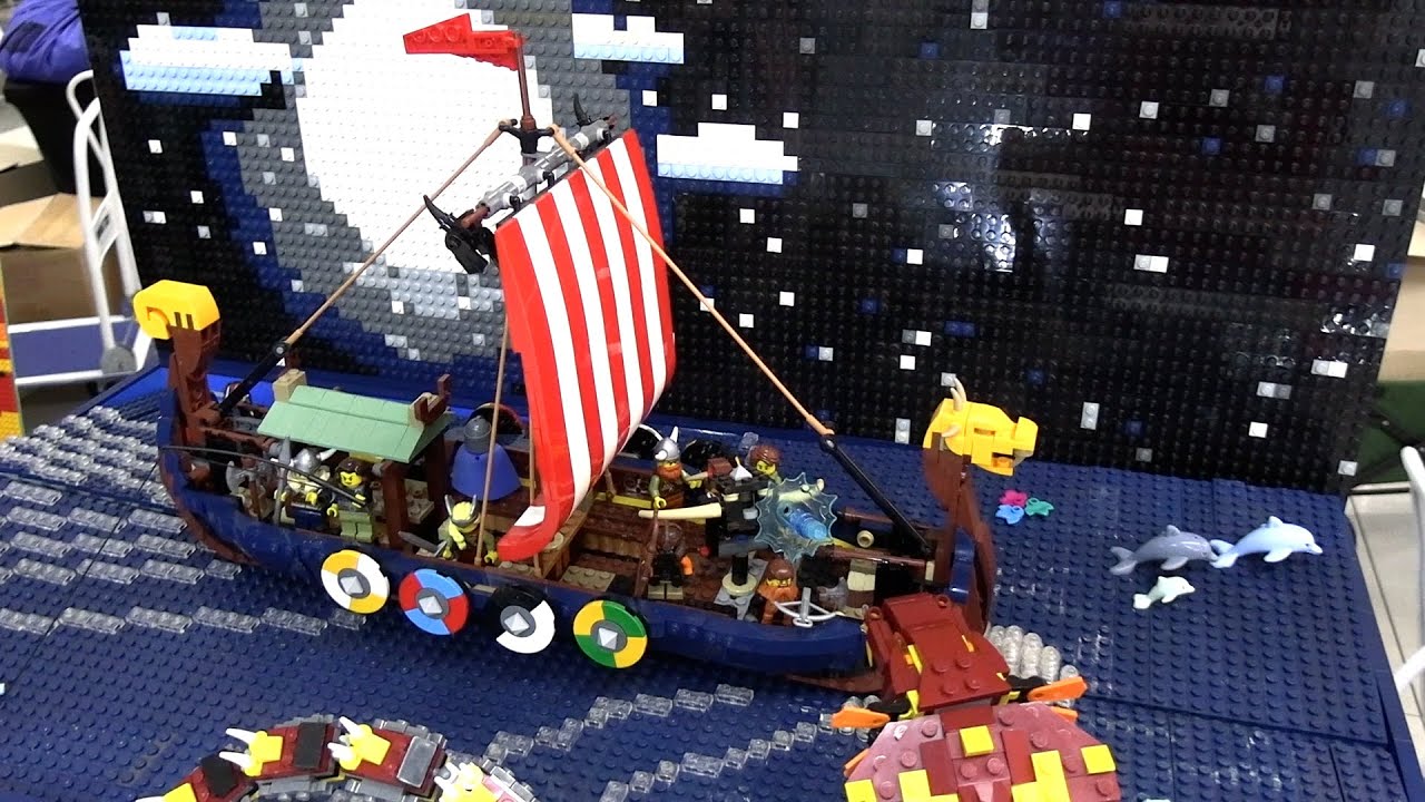 Motorized LEGO Viking Serpent Battle & Underwater Scene - YouTube