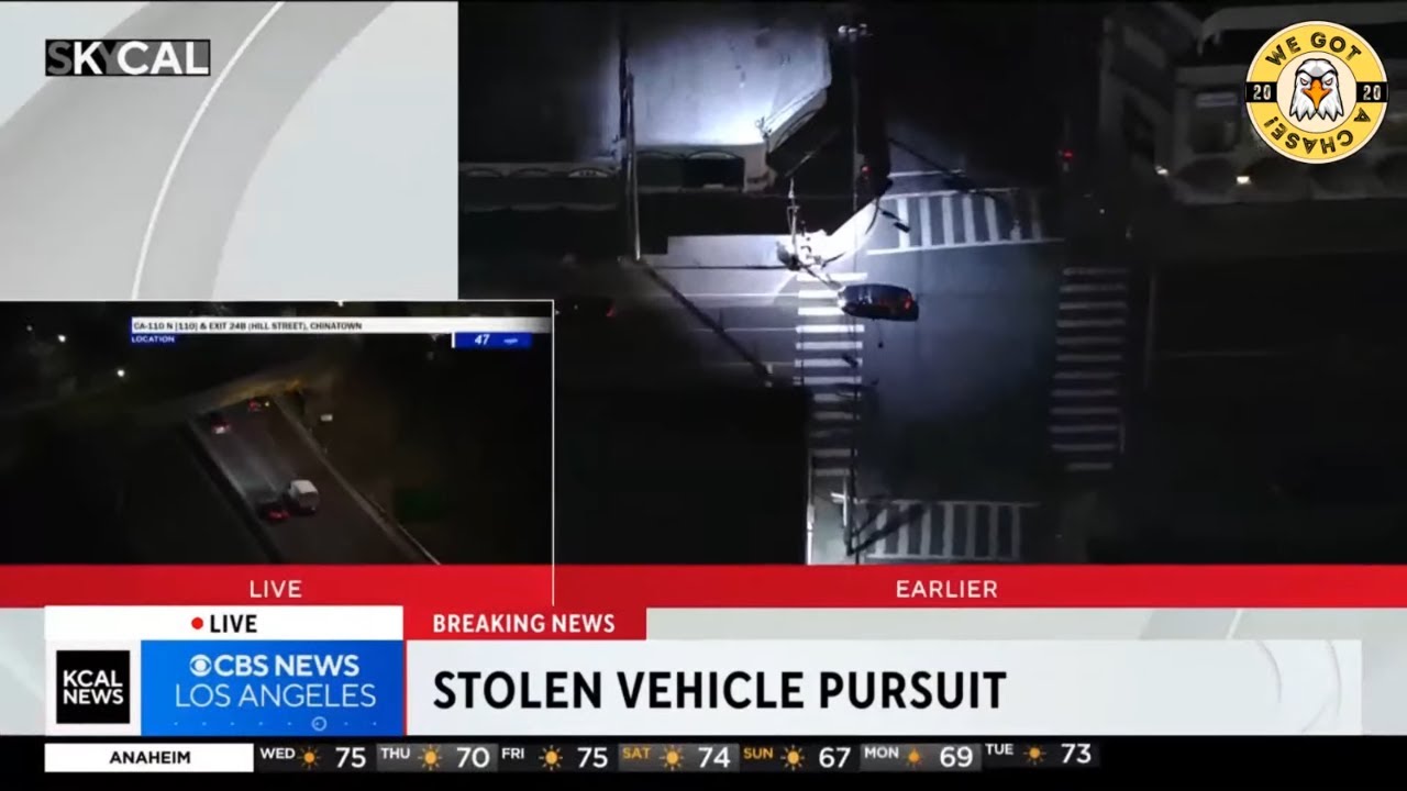 Live Stolen Car Police Chase In LA - YouTube