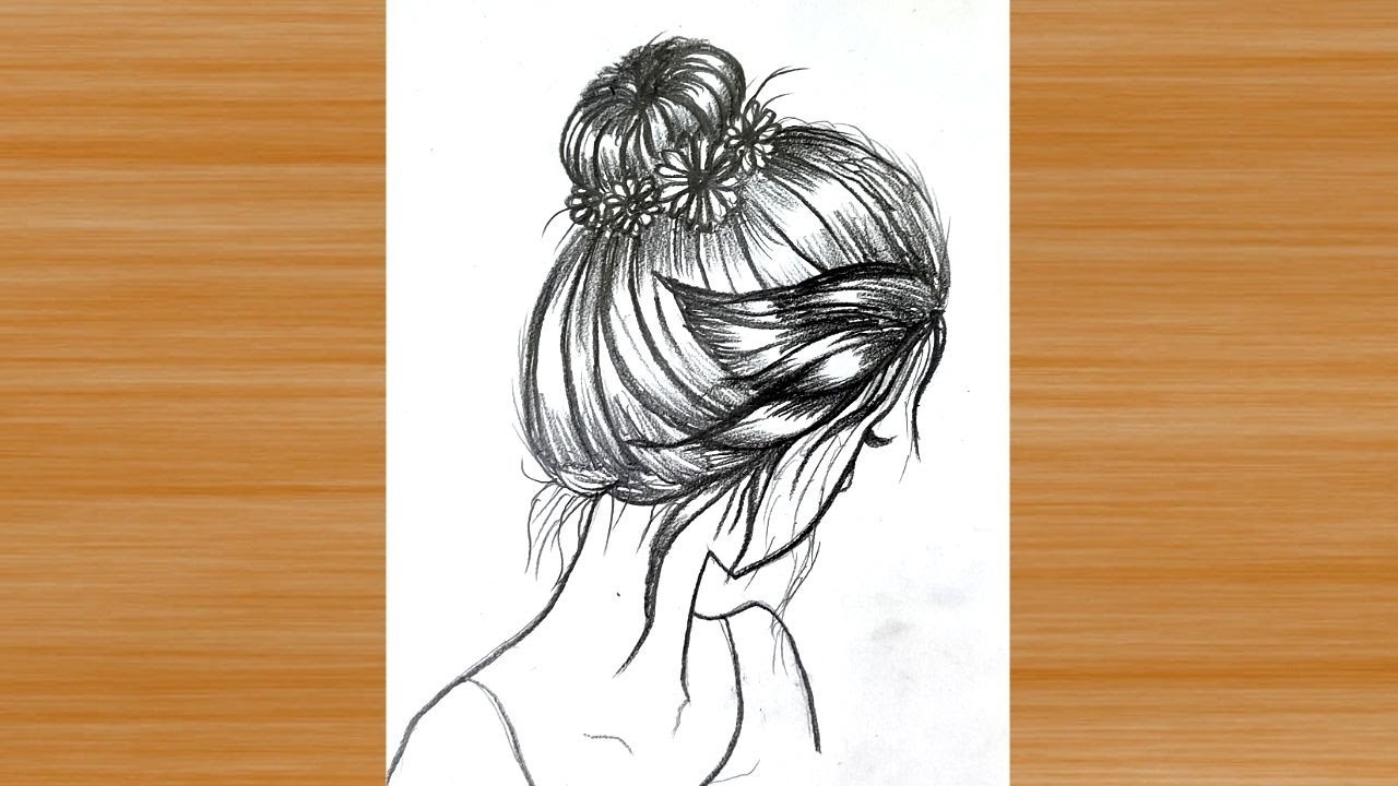 How To Draw A Girl With A Messy Bun Hair - YouTube