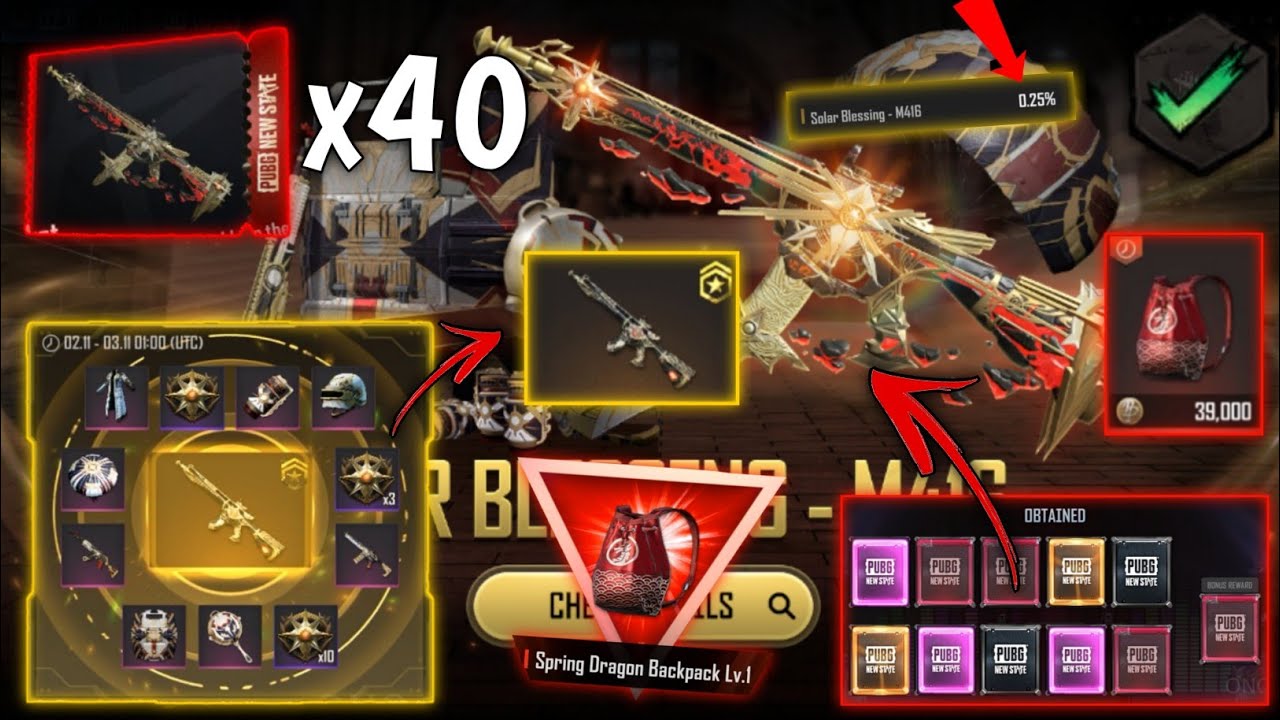 M416 ULTIMATE! 😮 LUCKY SPIN || SOLAR SPIN - 40 TIME'S || PUBG: NEW ...