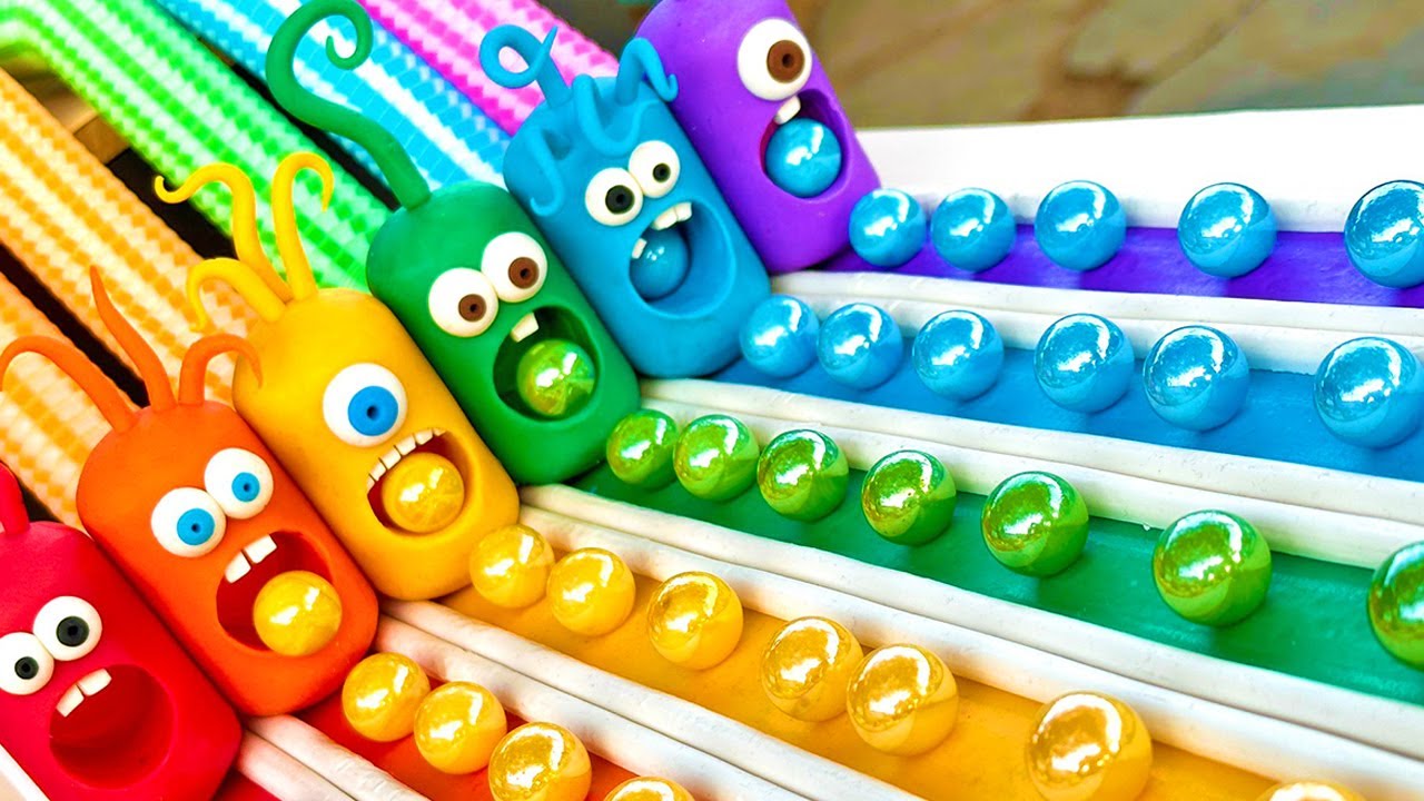 Marble Run Plasticine Haba Slope Colorful Pop Tube Ballons Experiment V014 - YouTube