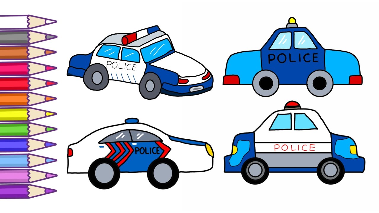 How To Draw Police Car | Cara Menggambar Mobil Polisi - YouTube
