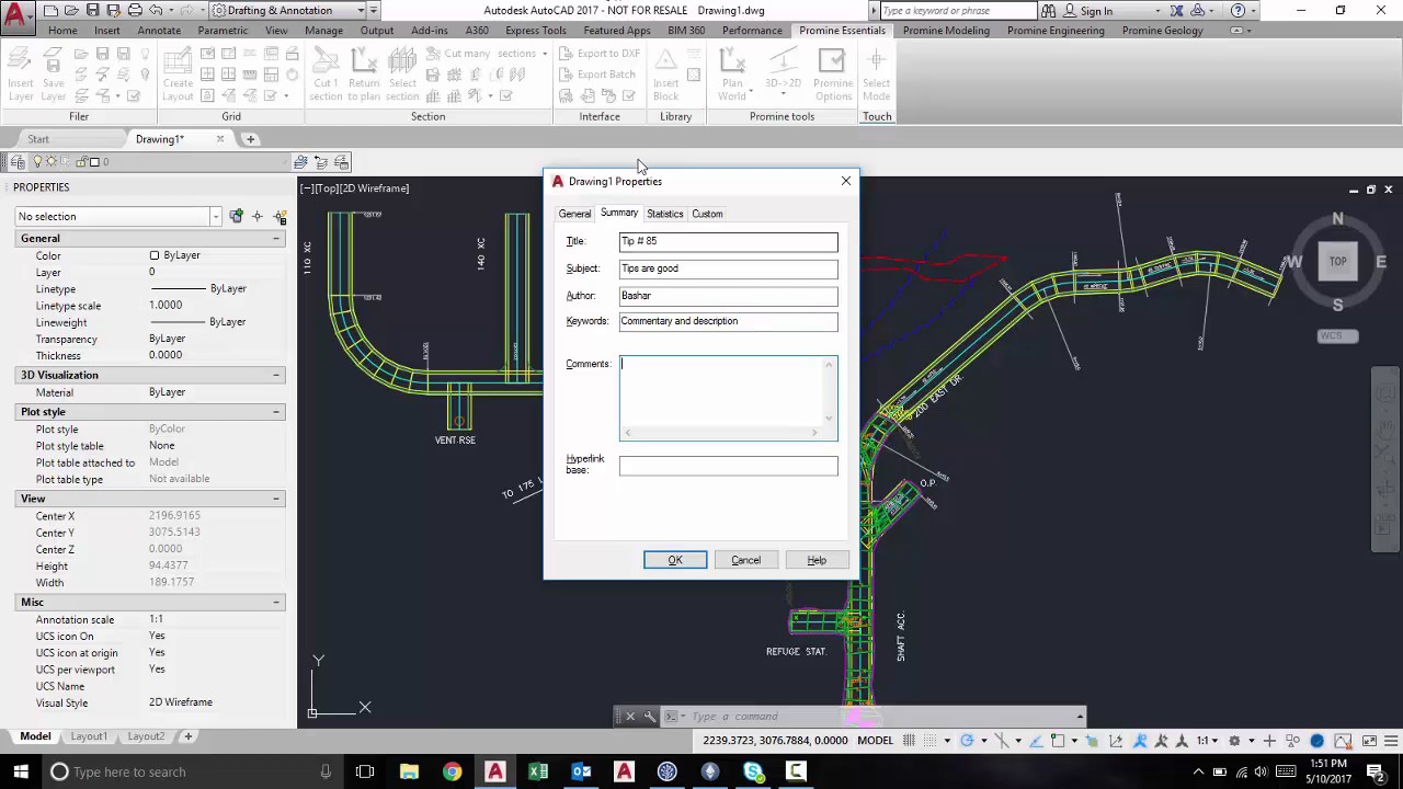 Promine Autocad Tip Of The Week Using Dwgprops To Add Comments And Properties Youtube 4740
