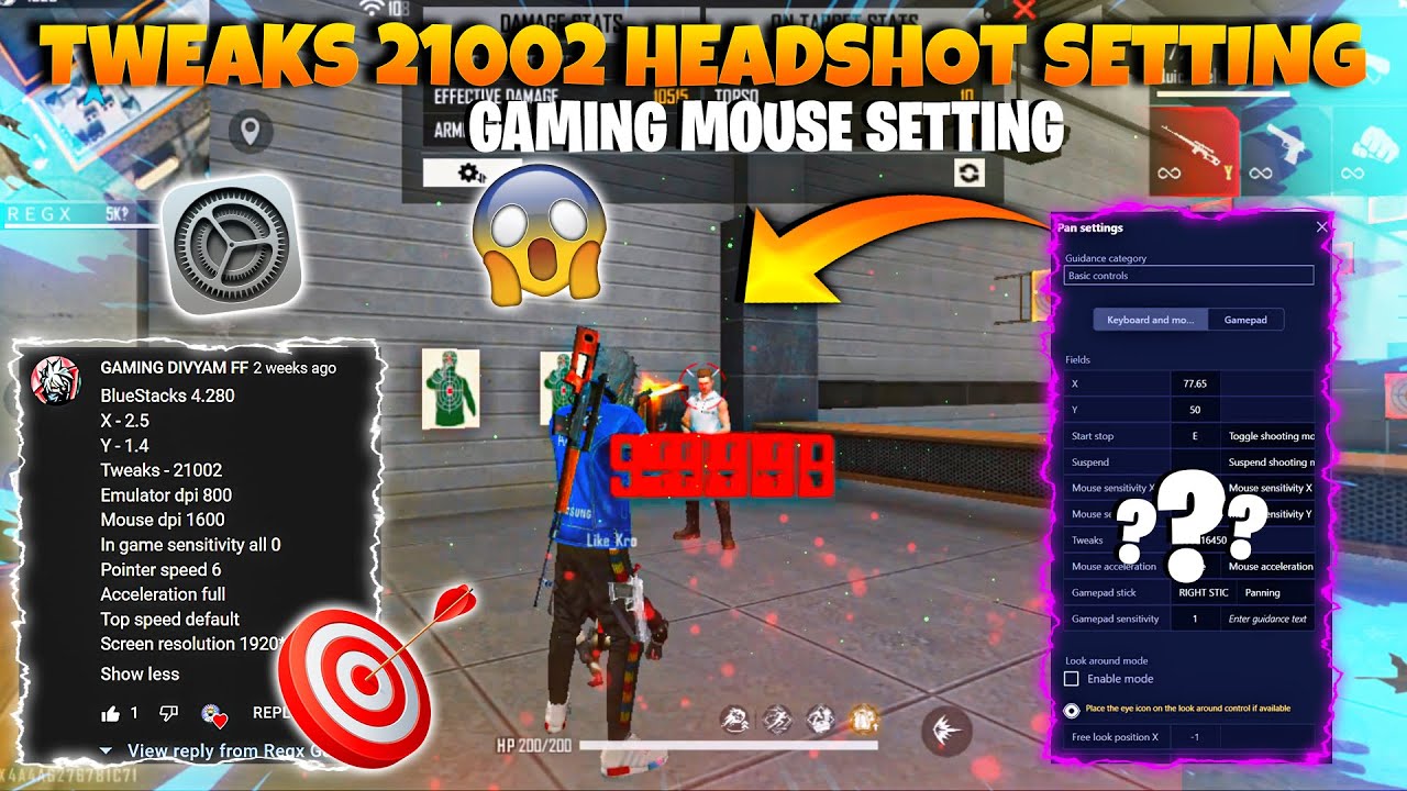 Tweaks 21002 Headshot Setting | Free Fire Bluestacks Gaming Mouse ...